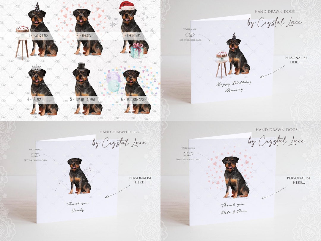Rottweiler Birthday Card, Personalised Rottie Card, Rotties, Rottweiler ...
