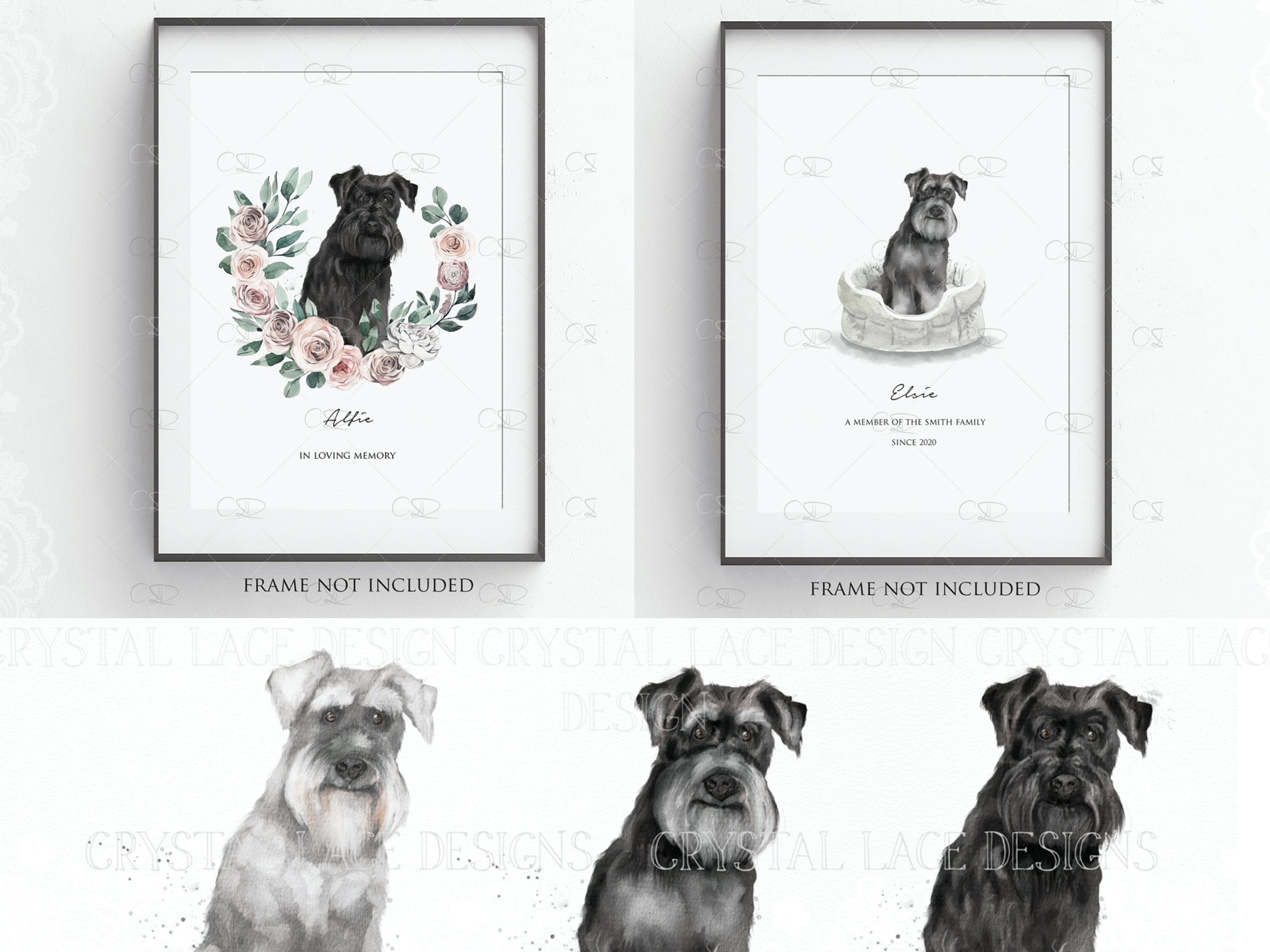 Personalised Schnauzer Print, Personalised Black Schnauzer, Miniature ...