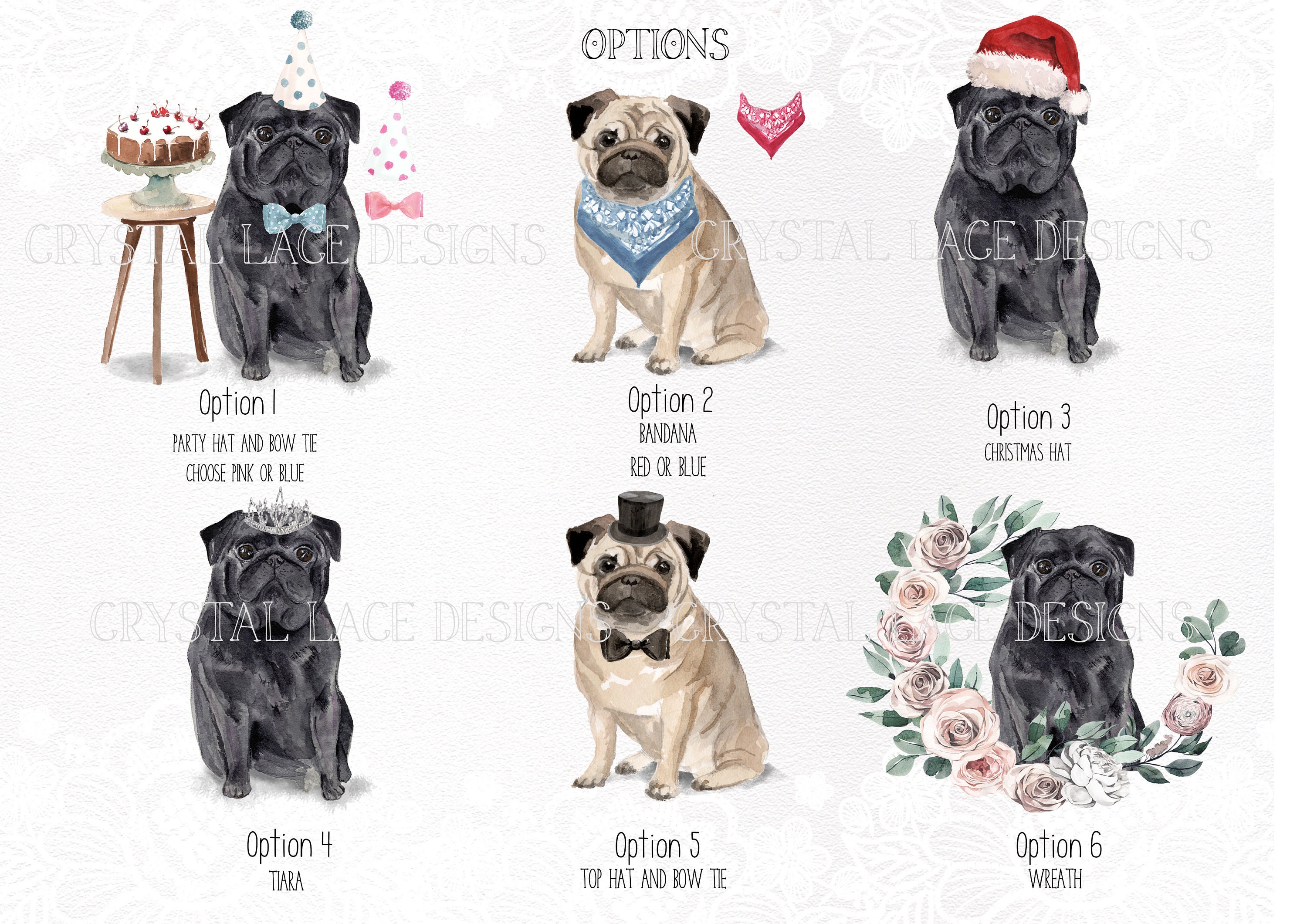 Personalised Pug Birthday Card Black Pug Card Apricot Pug | Etsy