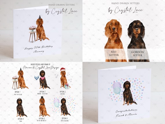 Personalised Red Setter Birthday Card Gordon Setter Christmas | Etsy