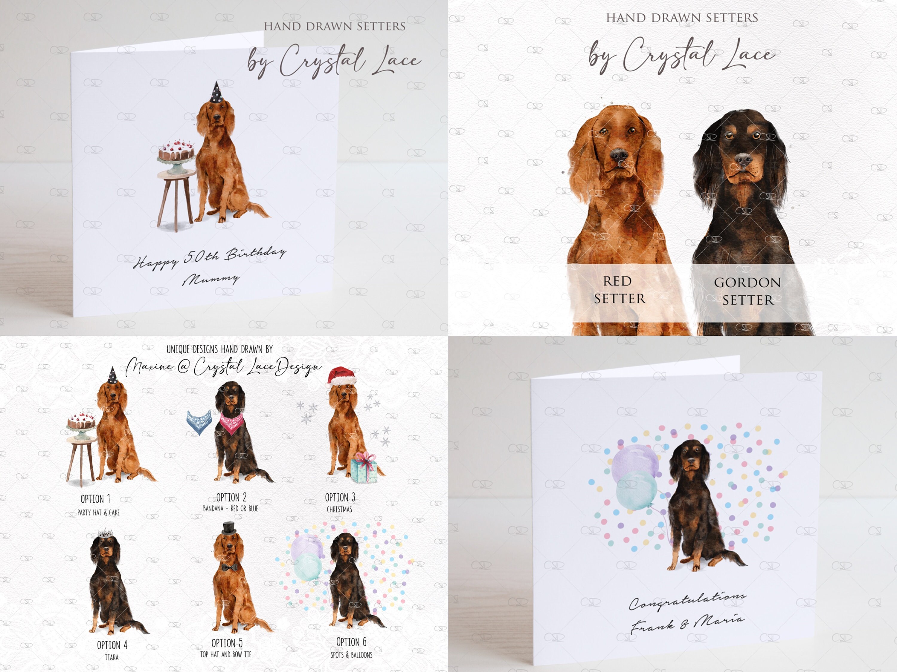 Personalised Red Setter Birthday Card, Gordon Setter Christmas Card ...