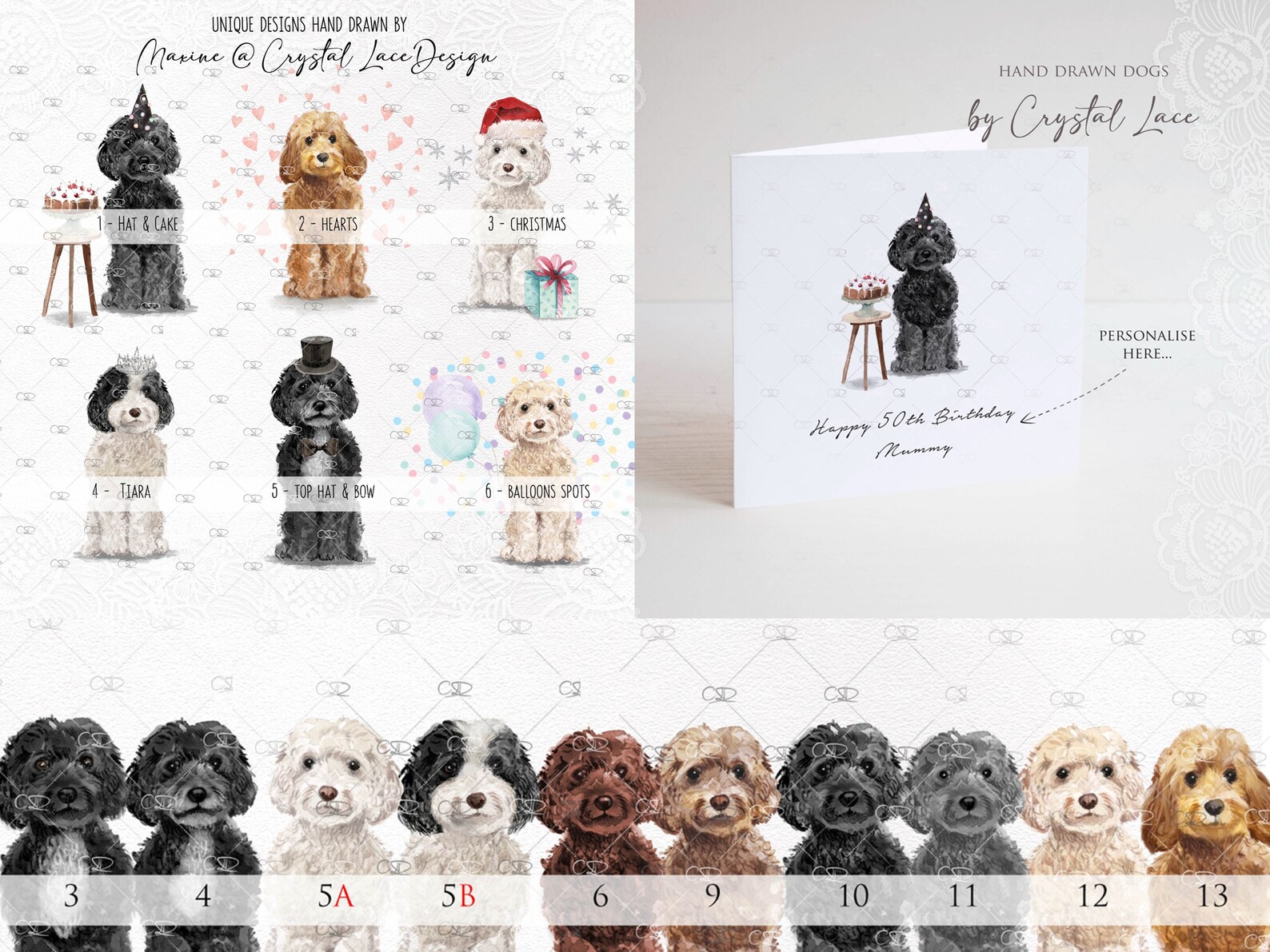 Personalised Cockapoo Birthday Card, Cavapoo Card, Cavachon ...