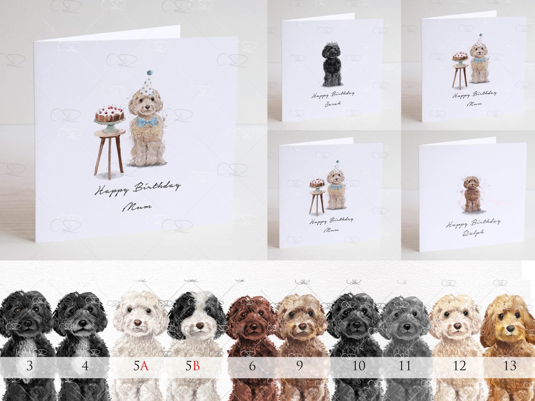 Personalised Cockapoo Birthday Card, Personalised Cockapoo Thank You ...