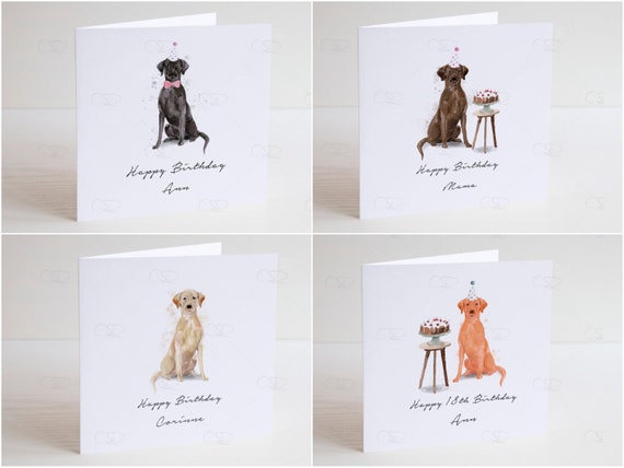 Personalised Labrador Birthday card black Labrador card | Etsy