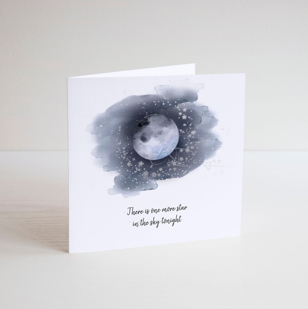 Moon and Stars Sympathy Card, Condolences Card, Loss Card, There is One ...