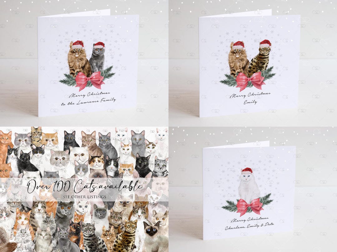 Personalised Cat Christmas Card, Custom Christmas Card From the Cat ...