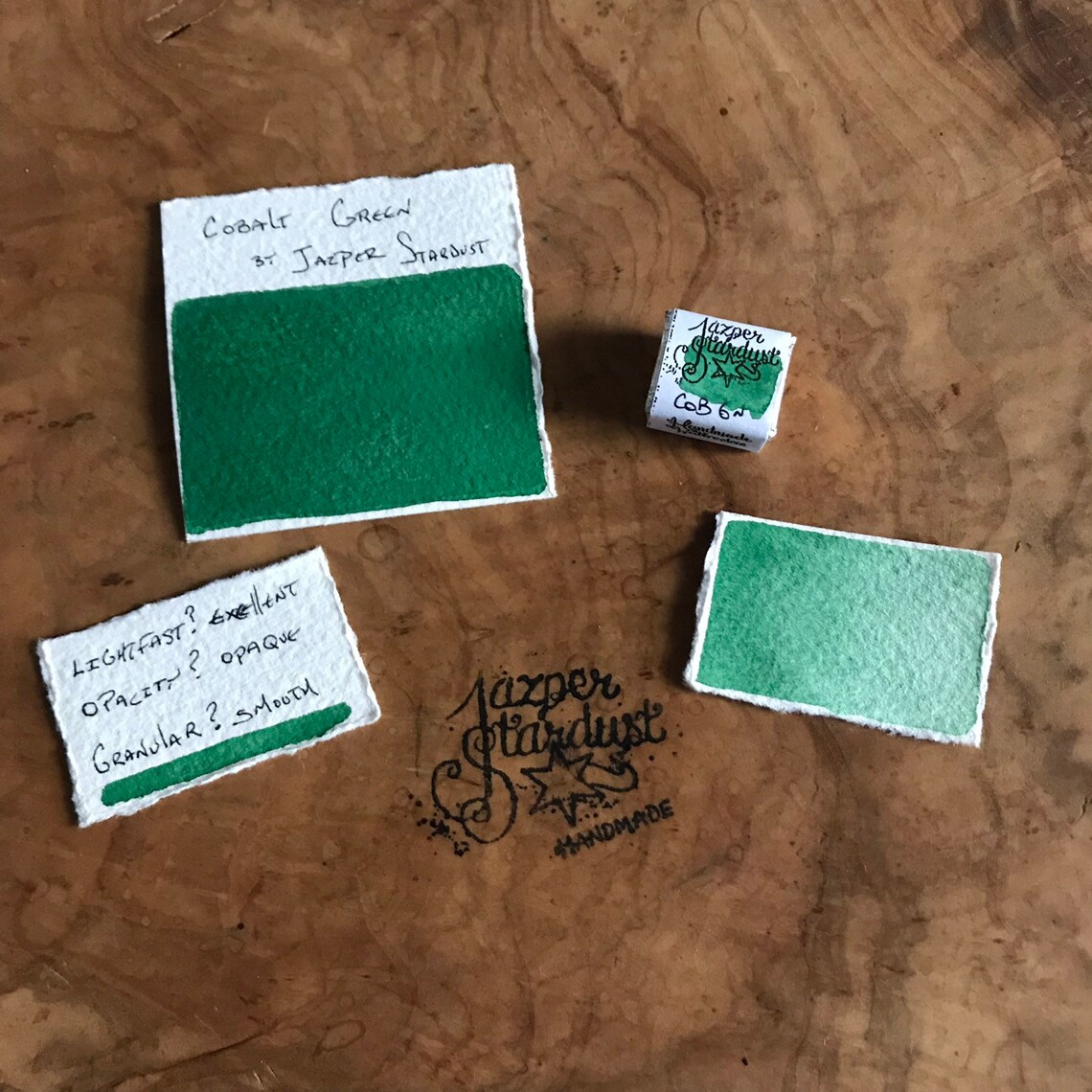 New* Cobalt Green Jazper Stardust Handmade Watercolor Half Pan - Etsy