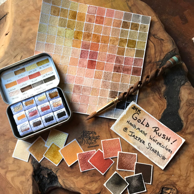 24KT GOLD RUSH Set of 12- Artisan Handmade Watercolor Paint Set - Etsy