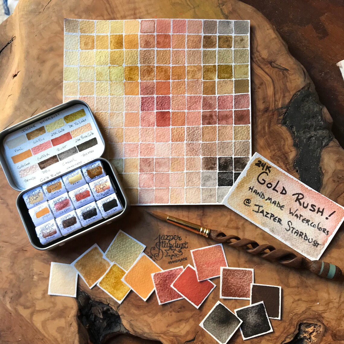 24KT GOLD RUSH Set of 12- Artisan Handmade Watercolor Paint Set - Etsy