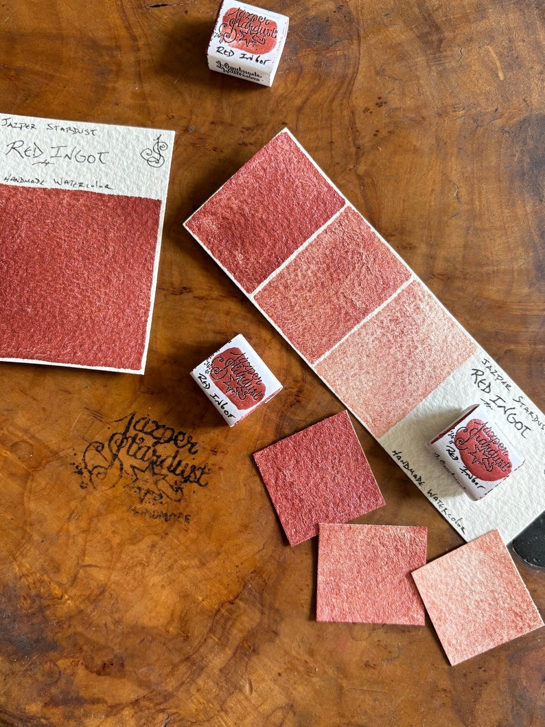 RED INGOT Metallic Jazper Stardust Handmade Watercolor Half Pan - Etsy
