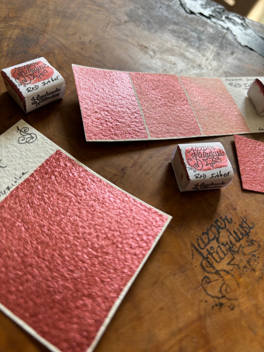 RED INGOT Metallic Jazper Stardust Handmade Watercolor Half Pan - Etsy