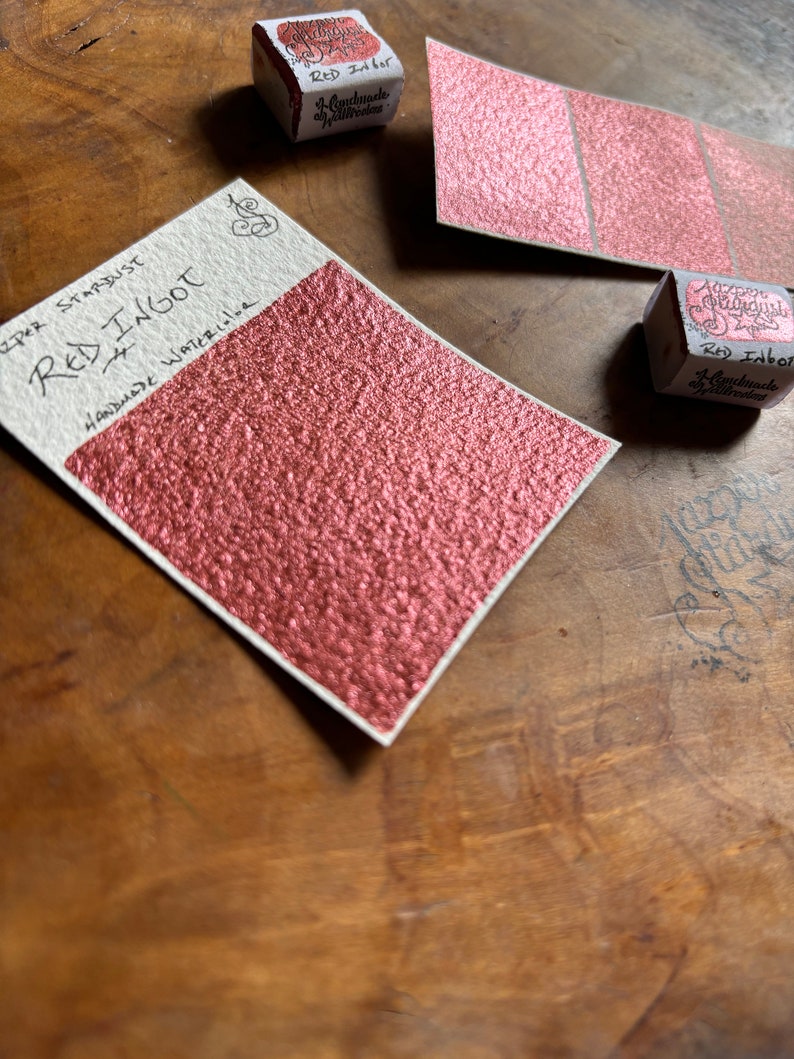 RED INGOT Metallic Jazper Stardust Handmade Watercolor Half Pan - Etsy