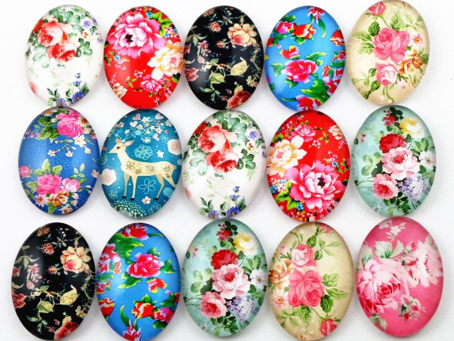 18x25mm Glass Photo Cabochons | Mixed Floral Designs | Pack of 10 - Etsy