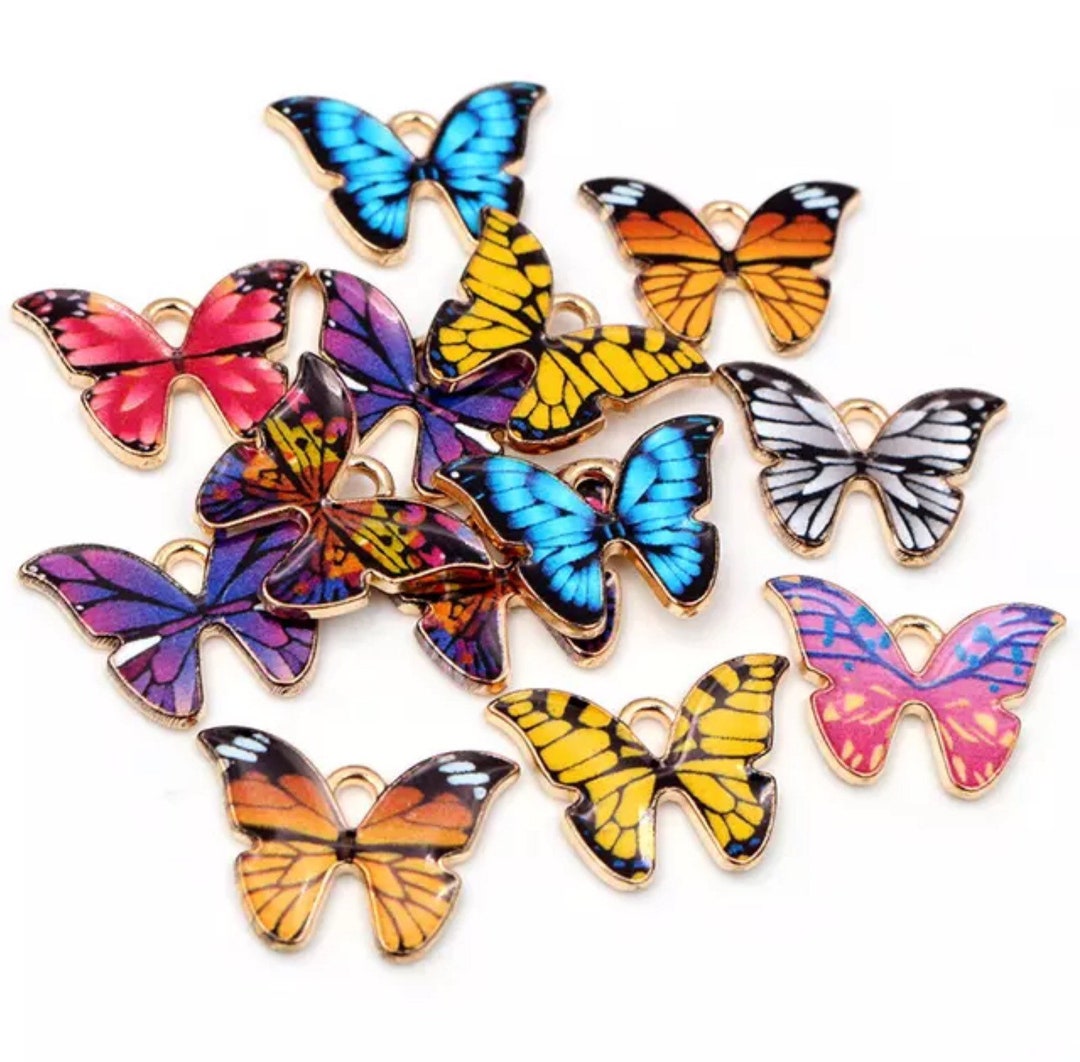 Butterfly Enamel Charms | 21x15mm | Choice of Colour | Pack of 10 - Etsy