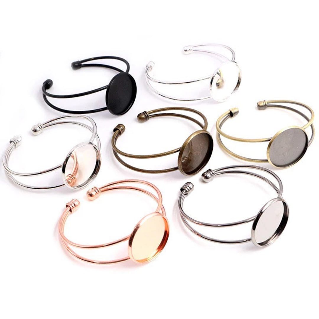 Bracelet Bangle Blanks | 20mm, 25mm Cabochon Setting | Choice of Finish ...