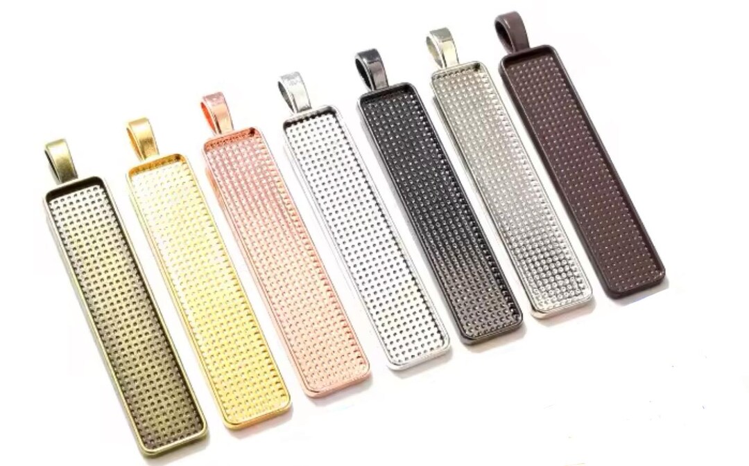 10x50mm Rectangular Pendant Blanks | Choice of Plated Finish | 5pcs - Etsy