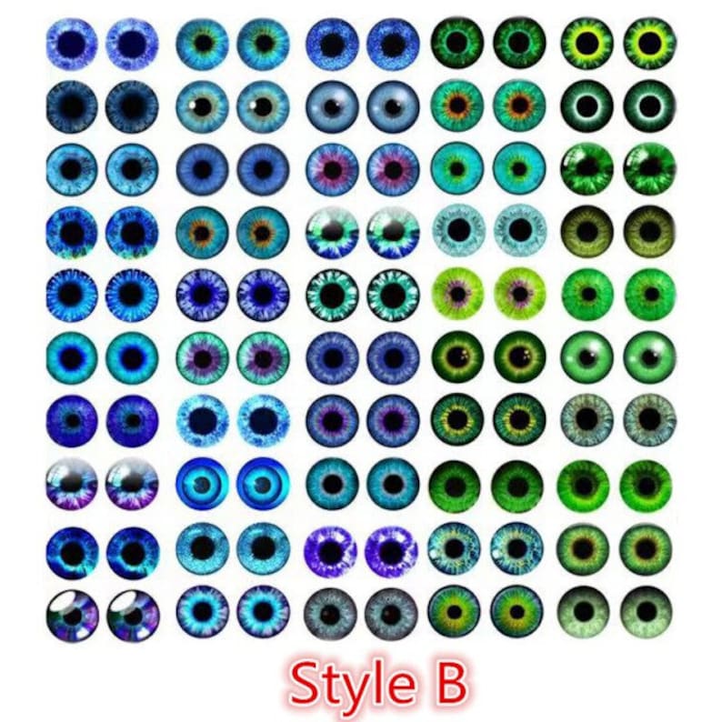 50 Pairs Mixed Eyes Glass Cabochons | Choice of 5 Styles & 4 Sizes ...