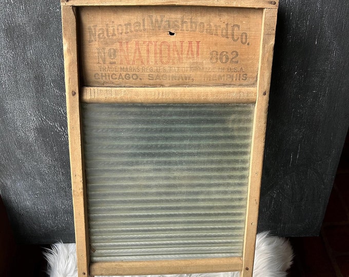 Vintage National Washboard Co. No. 862 Top Notch Ribbed Glass Made in ...