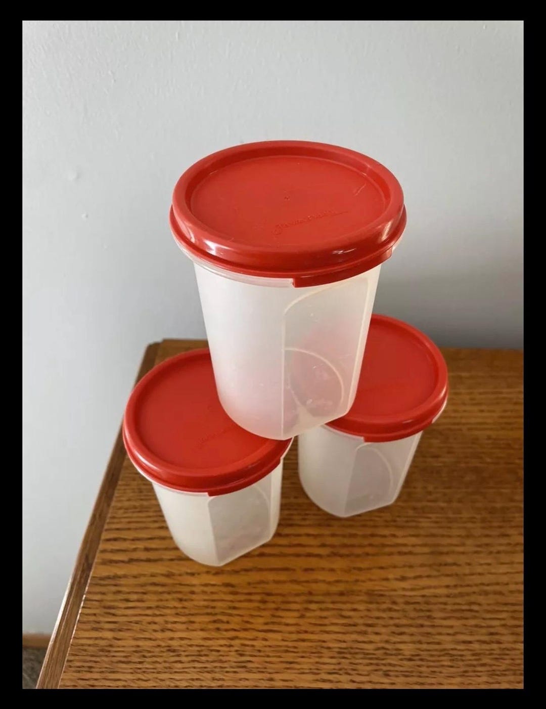 Tupperware Modular Mates Round Containers 15 Oz Red Lid Seal 1606 Lot ...