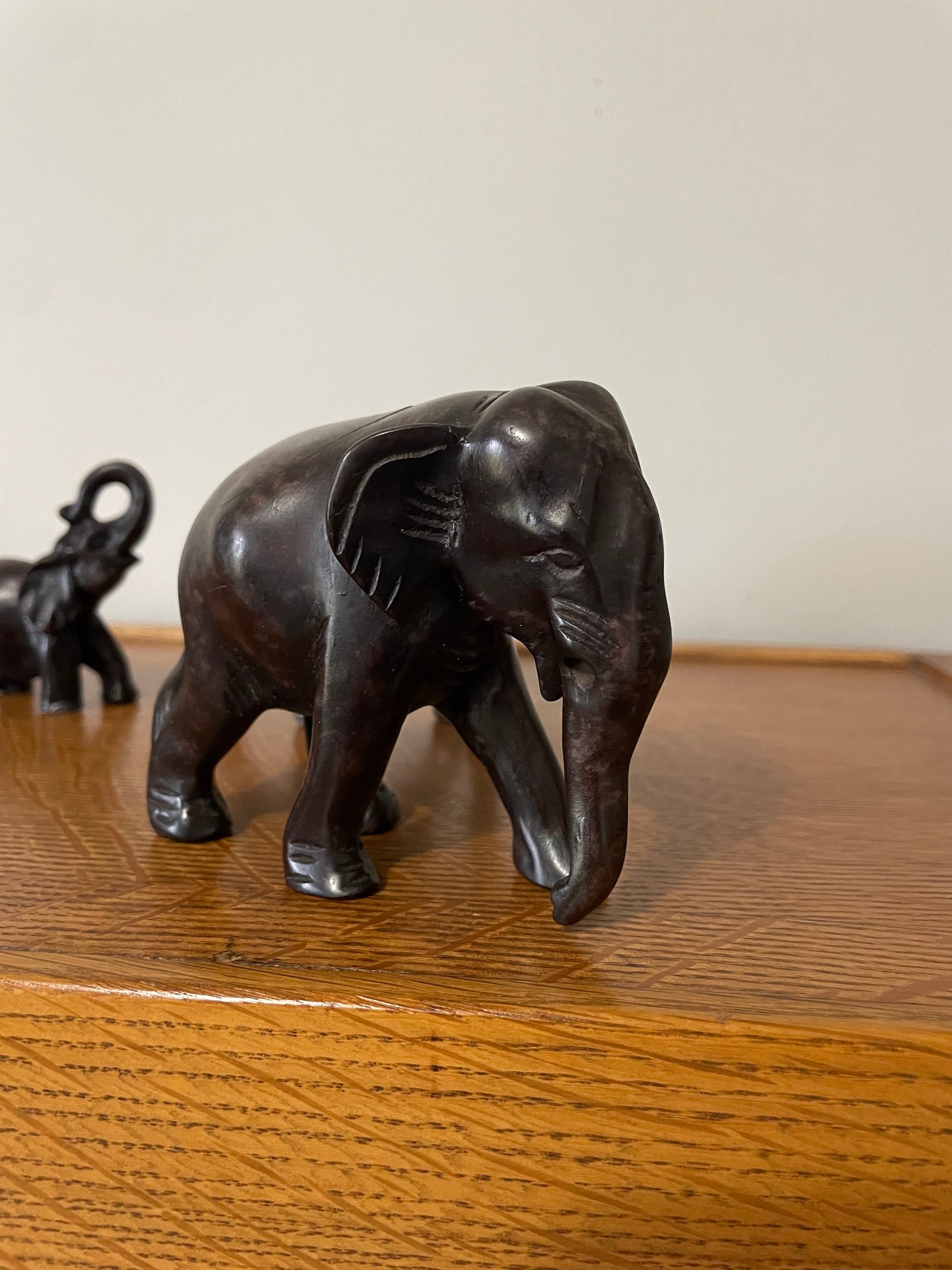 Vintage Resin Elephant Figure Elephant Sculpture Set of 3 Safari Decor ...
