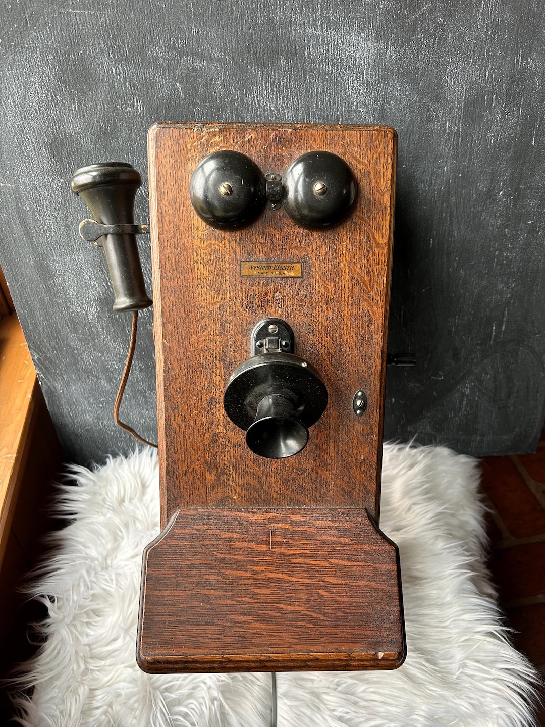Antique West Electric Hand Crank Wall Telephone Has Been Converted ...