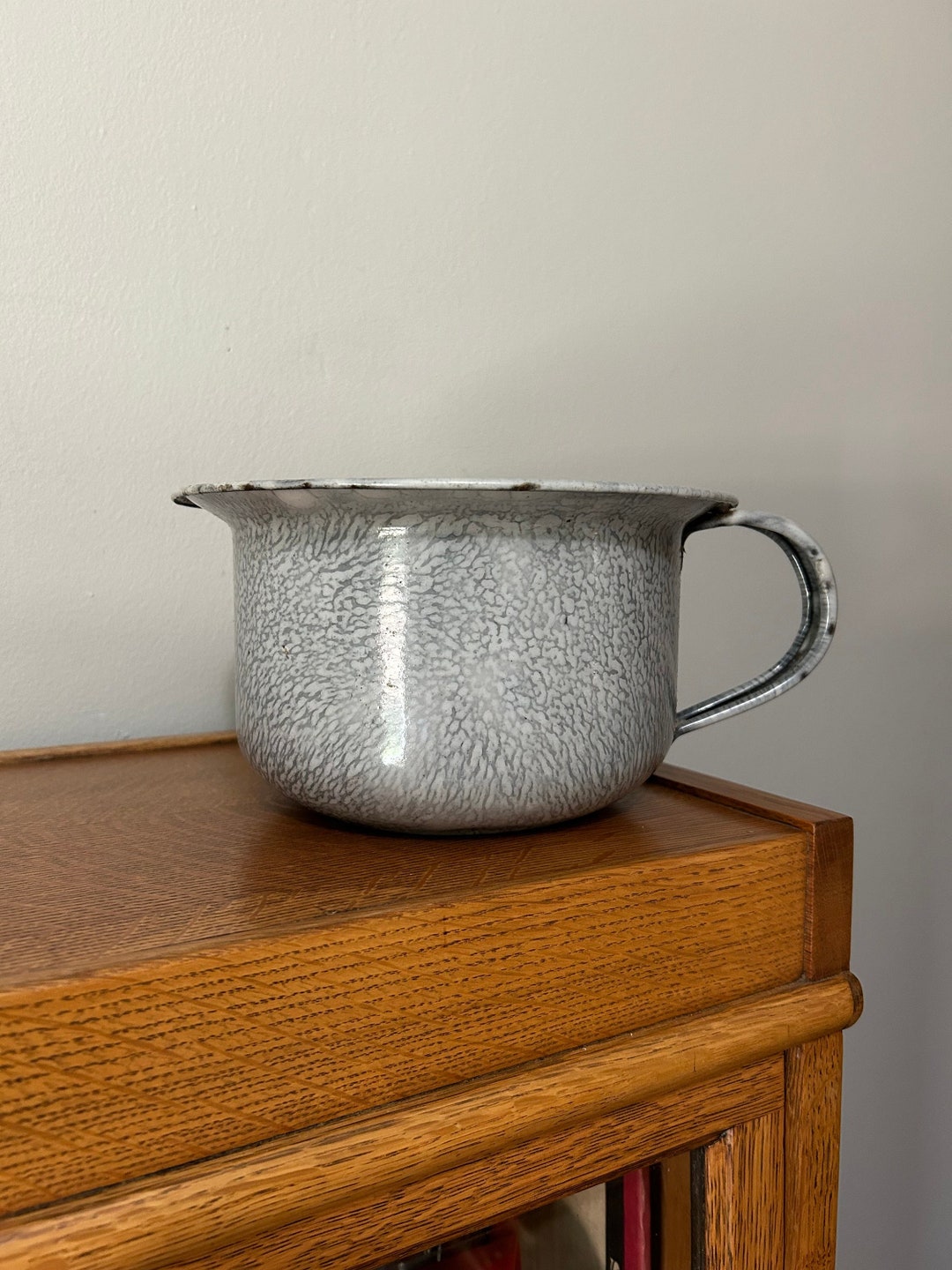 Vintage Gray Enamelware Chamber Pot Child Potty Vintage Enamelware ...