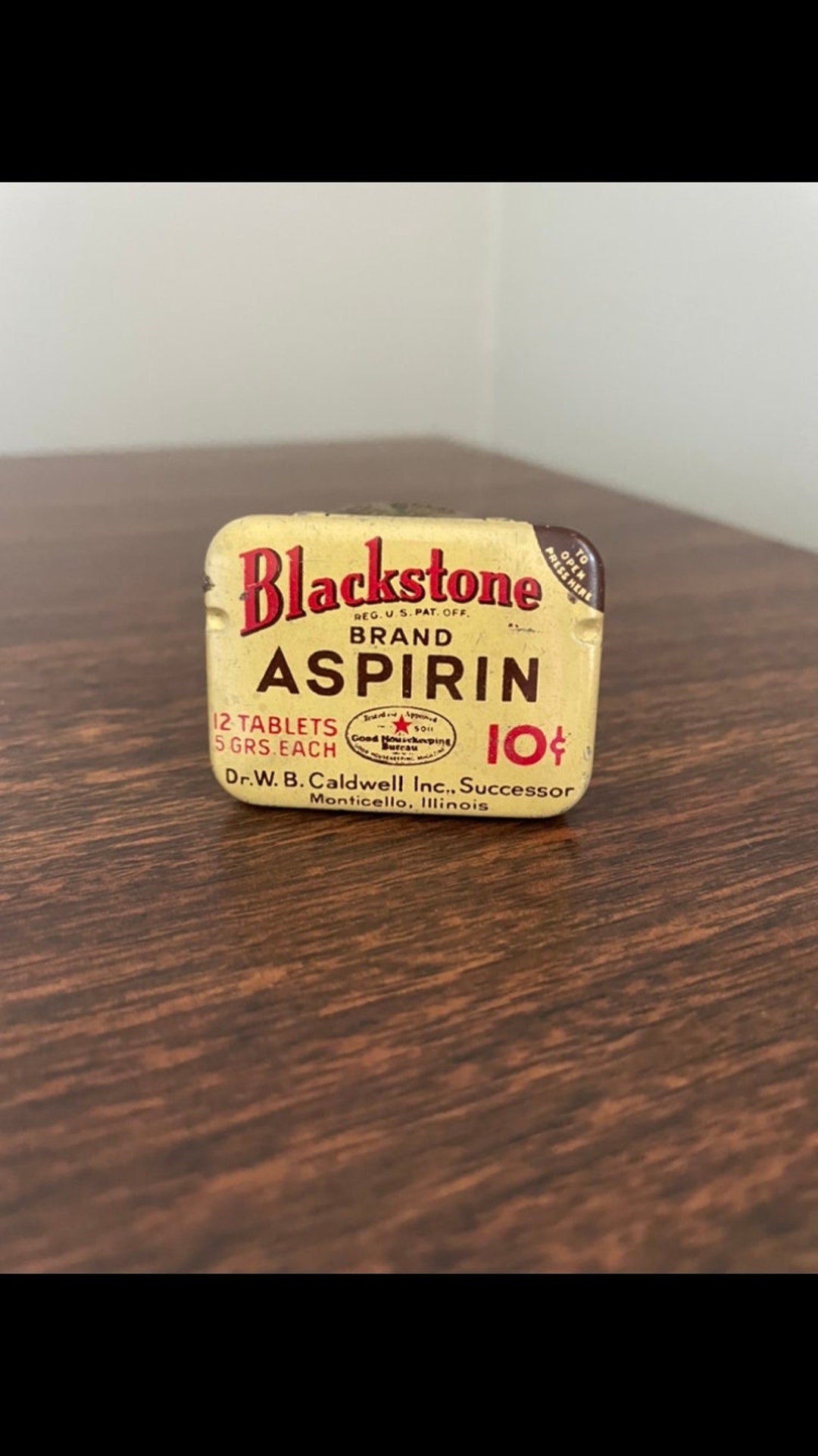 Vintage Blackstone Aspirin Tin Vintage Medicine Container Dr. W.B ...