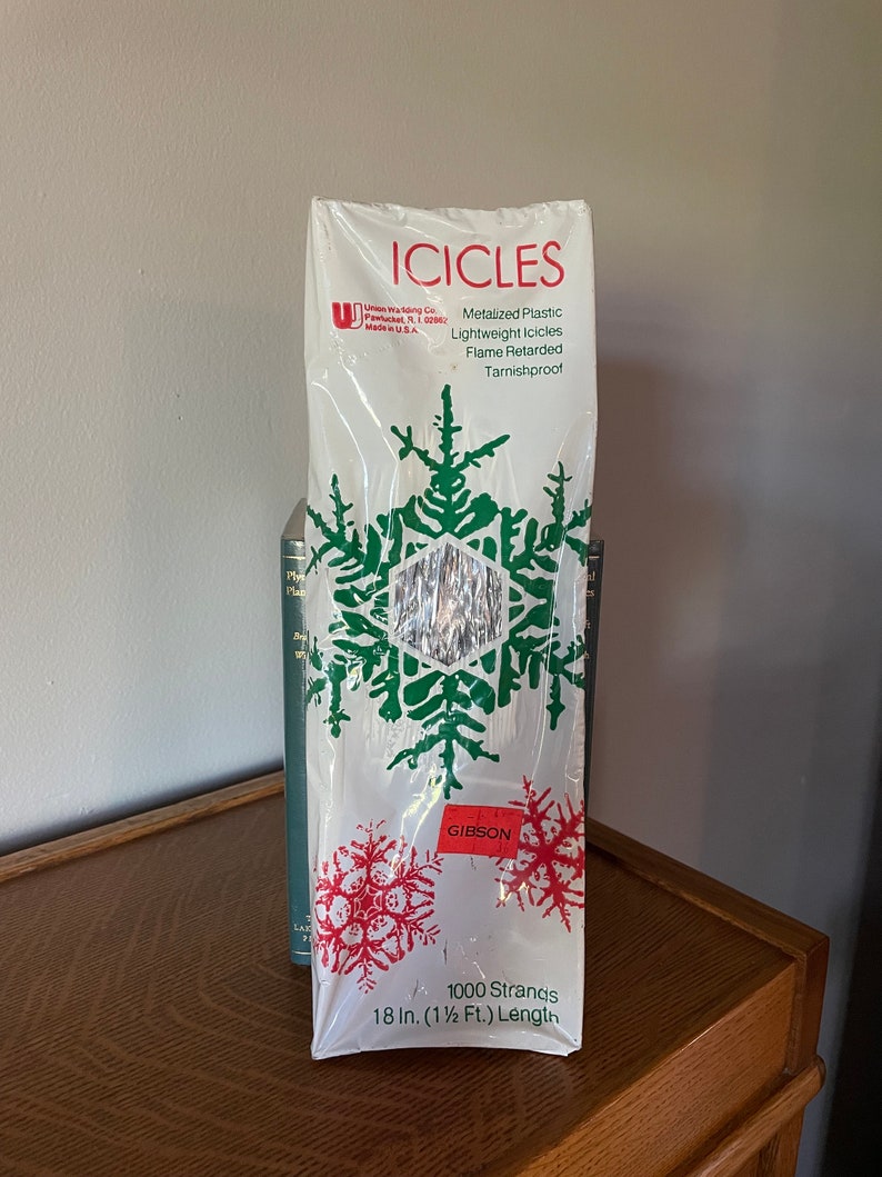Vintage Icicles Tinsel Silver 1000 Strands New Old Stock Union Wadding ...