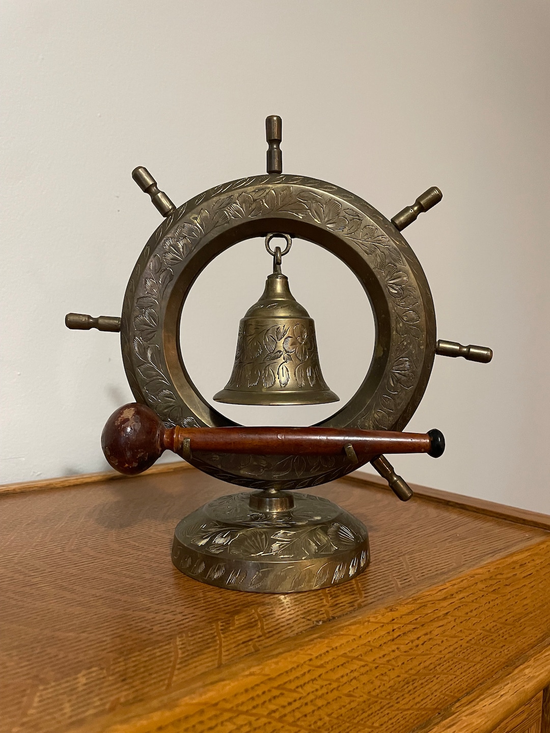 Vintage Brass Nautical Boat Helm Ship Steering Wheel Chime - Etsy