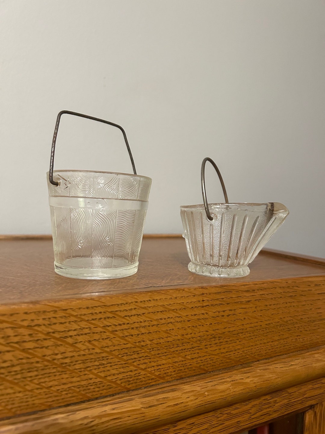 Vintage Clear Glass Coal Bucket Ashtray 2" Tall Vintage Glass Pail ...