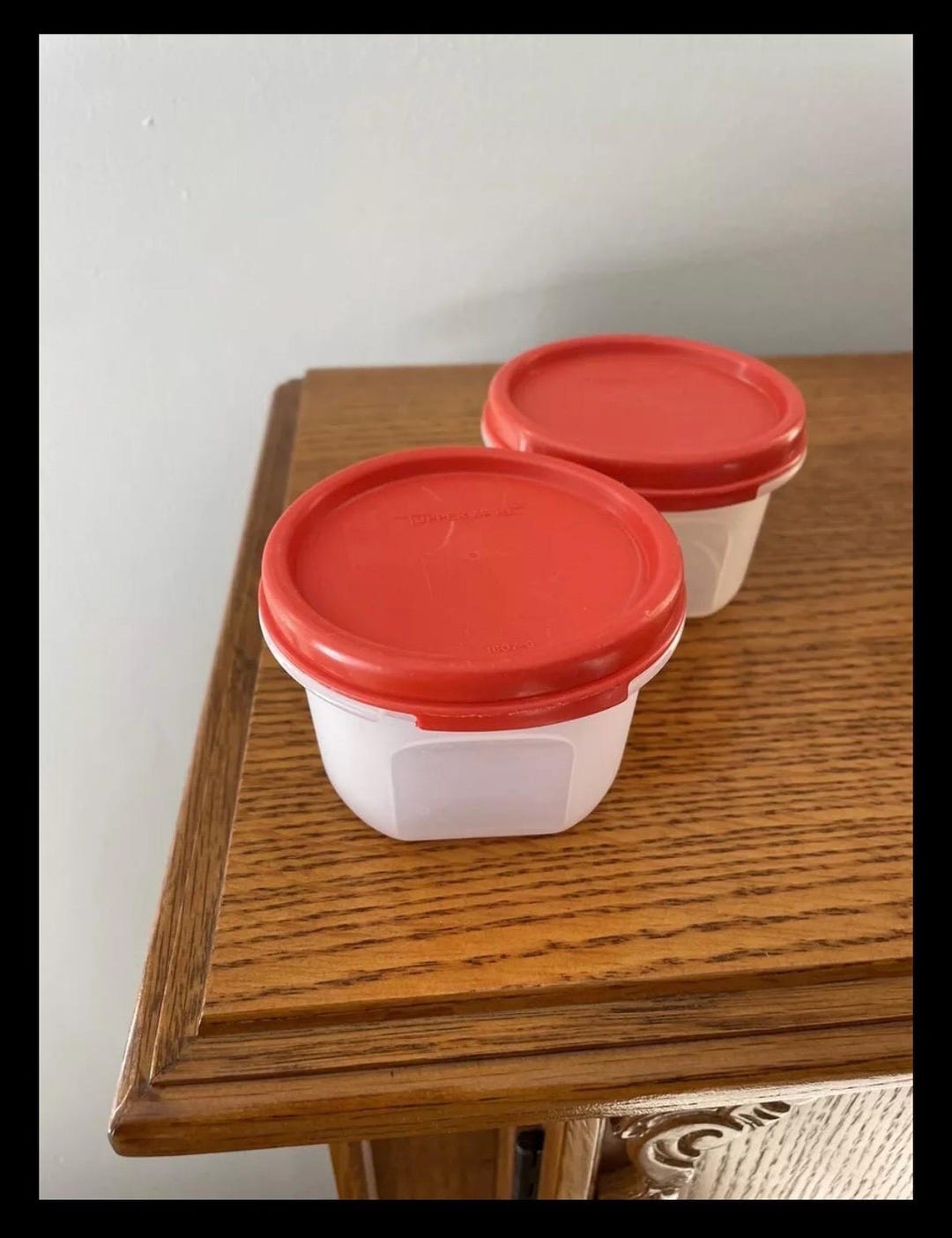 Vintage Tupperware Modular Mates Round Containers Red Lid 7 Fl Oz. 1605 ...
