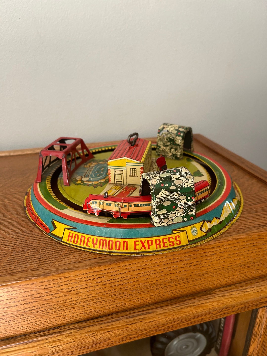 Vintage Honeymoon Express Windup Train Mar Tots Vintage Windup Toy Tin ...