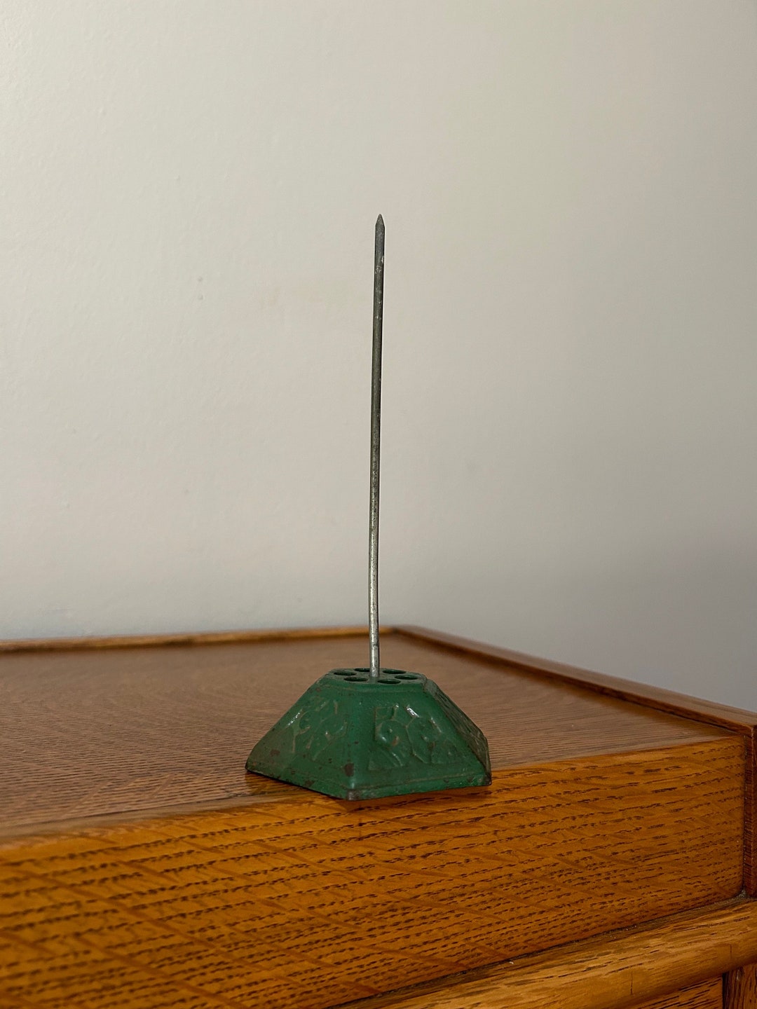 Vintage Receipt Spike Green Bill Spike Ring Holder Ornate Victorian ...