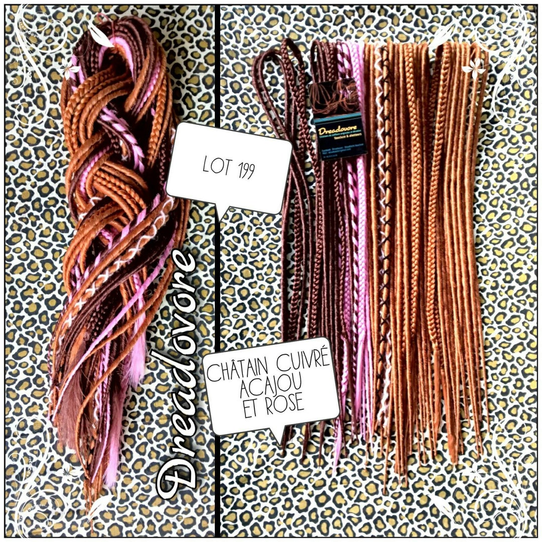 35 Double Dreads rolled and Synthetic Braids. Coppery Brown, Mahogany ...