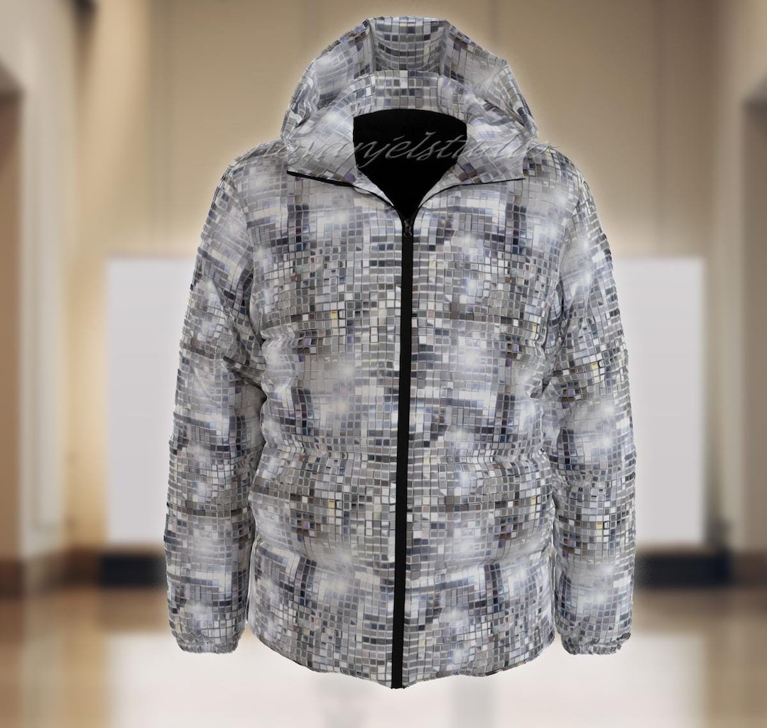 DISCO BALL Down Jacket Retro Men Women Unisex Hooded Puffer Coat Print ...