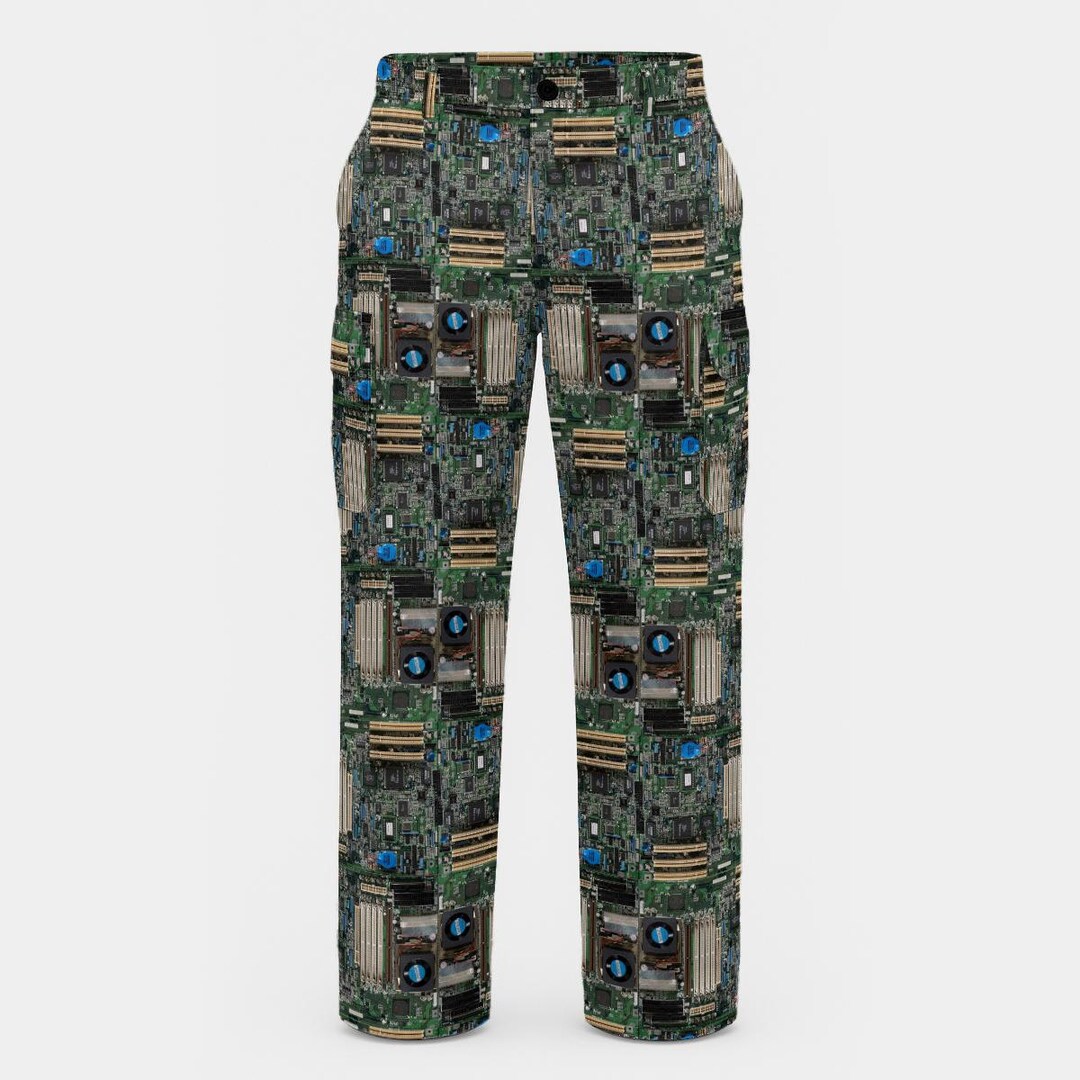 Vintage Tech Print Men's Cargo Pants Computer Theme Cosplay Nostalgia ...