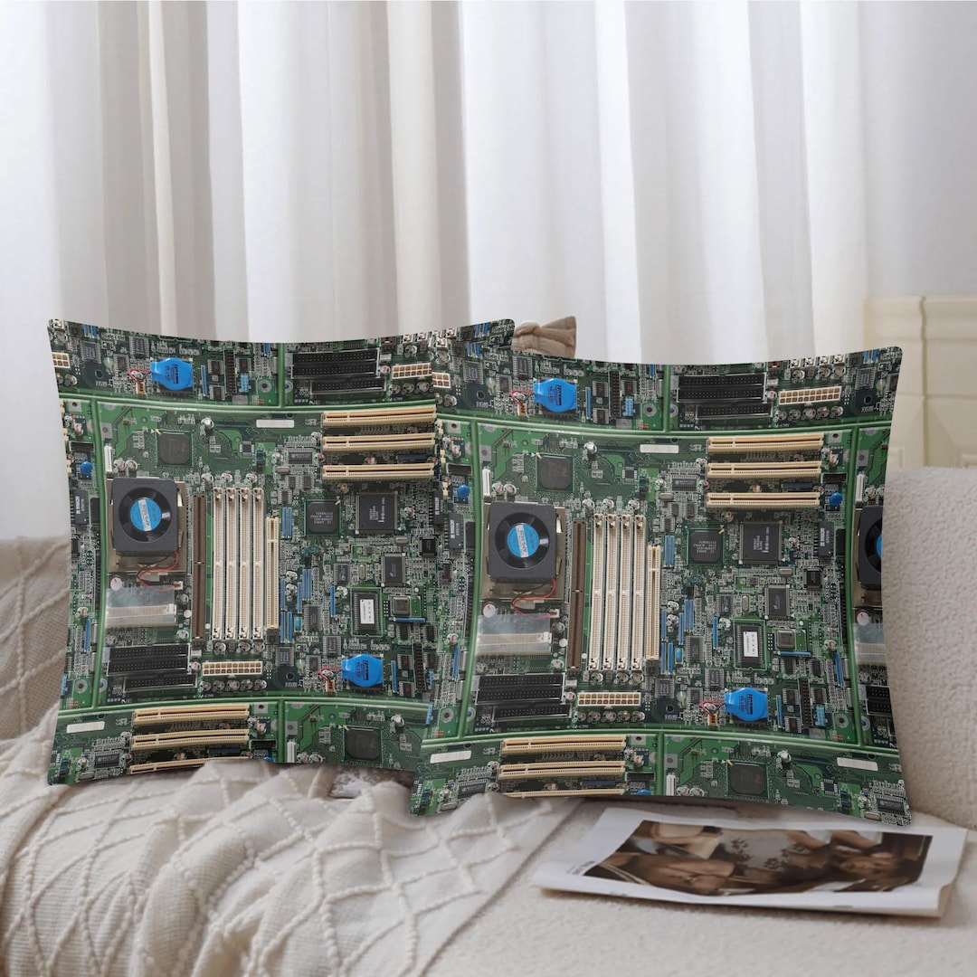 Vintage Computer Theme Set of 2 Pillow Cases Cushion Covers 5 Square ...