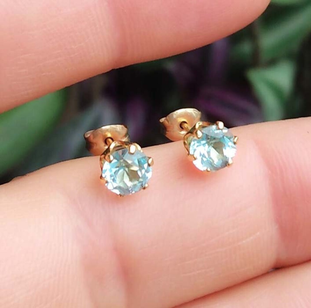 Blue Topaz Studs Medieval German Saxon Kings Stone Topaz Earrings ...