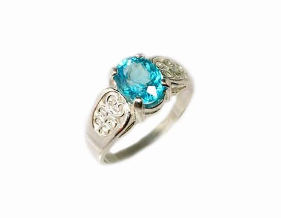 Neon Blue Apatite Ring 19th Century Antique Gemstone … - Gem