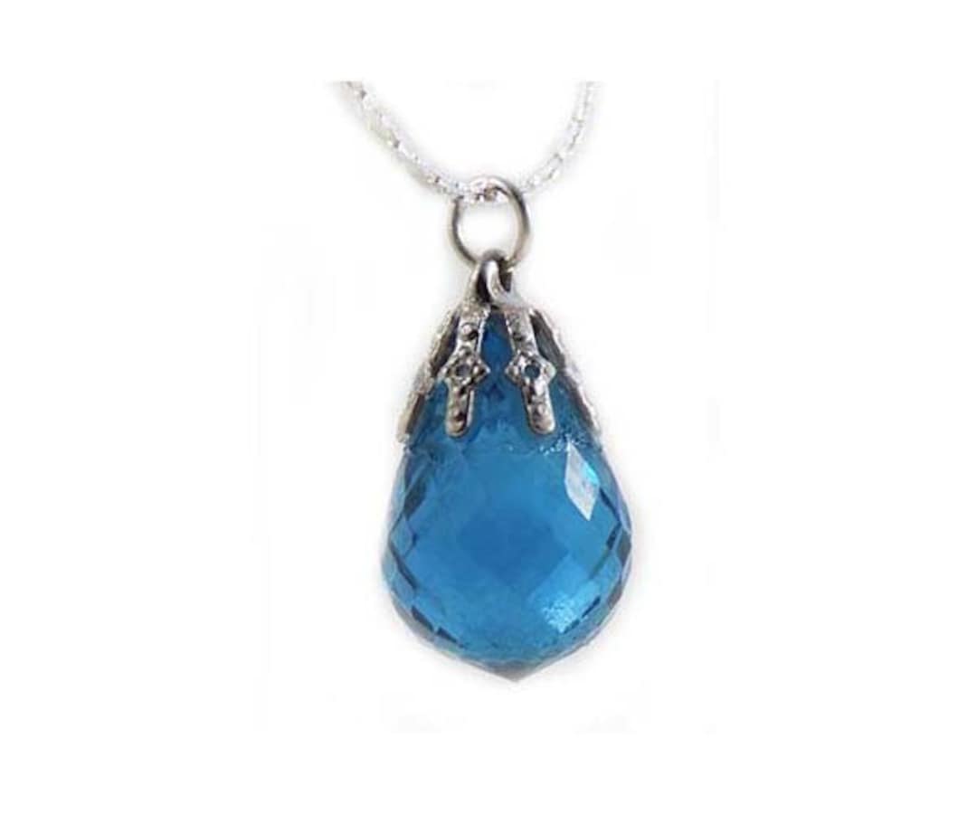 Blue Topaz Briolette Pendant Siberian Topaz Necklace Medieval Amulet ...