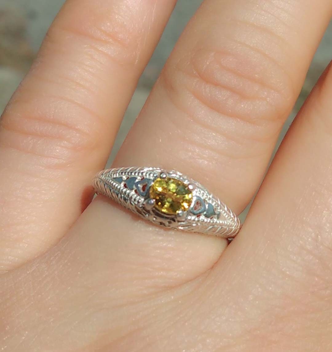 Yellow Sapphire Ring Medieval Talisman of Hope and Joy Fancy - Etsy