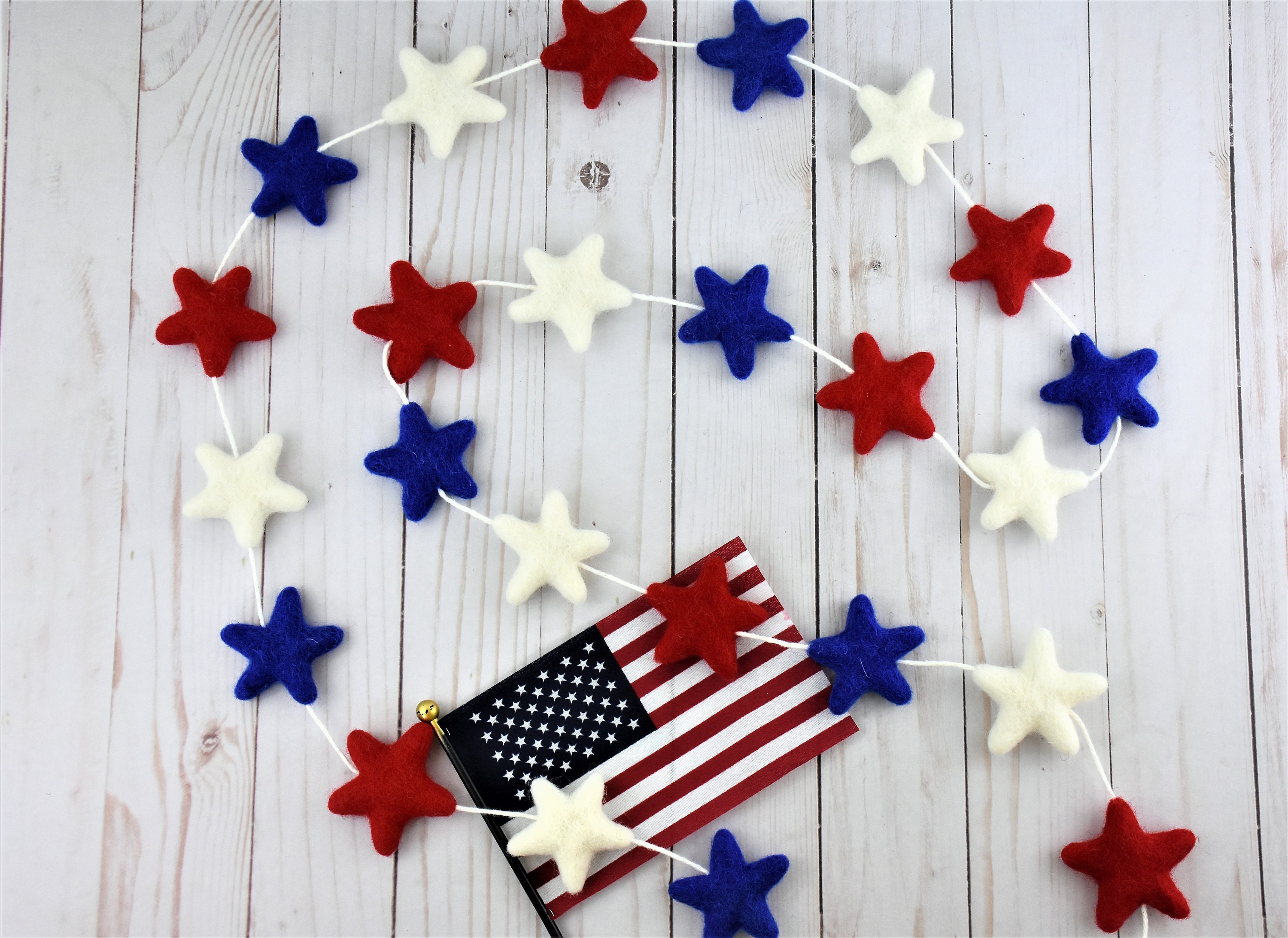 Patriotic Wool Felt Star Garland / Bunting / Banner - Etsy