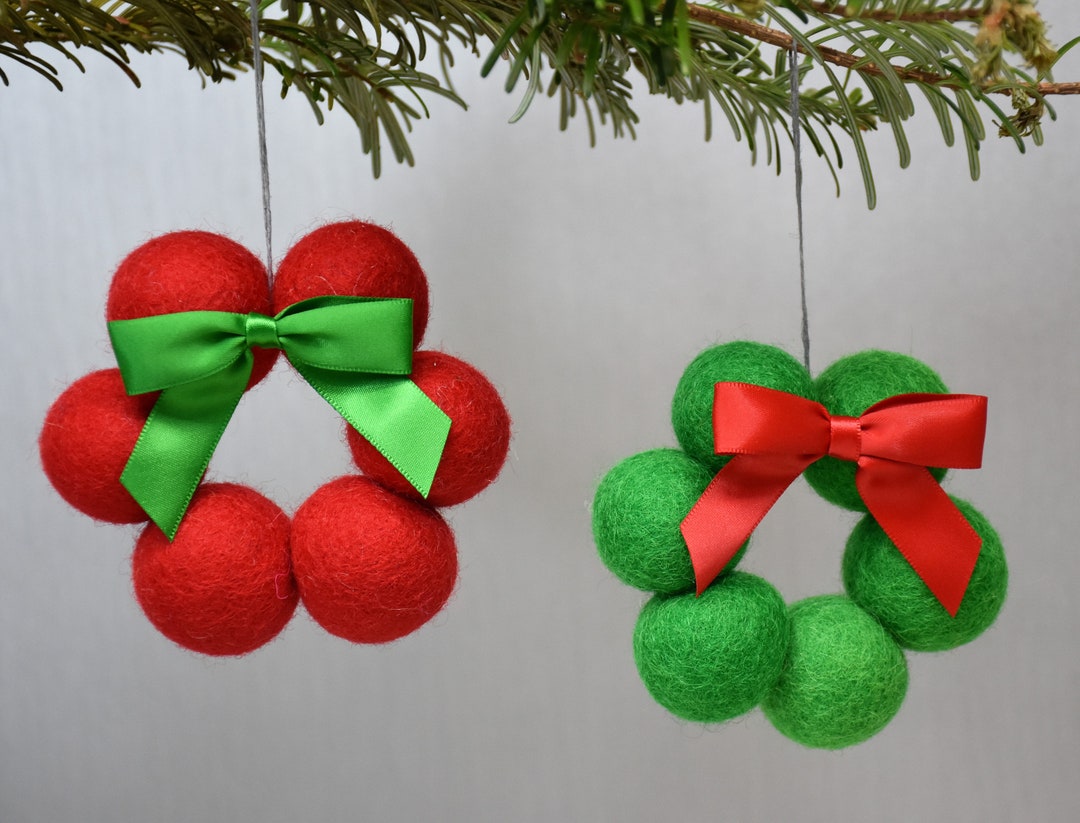 Gift Set of Two Wool Felt Christmas Tree Ornaments - Tree Decoration in ...
