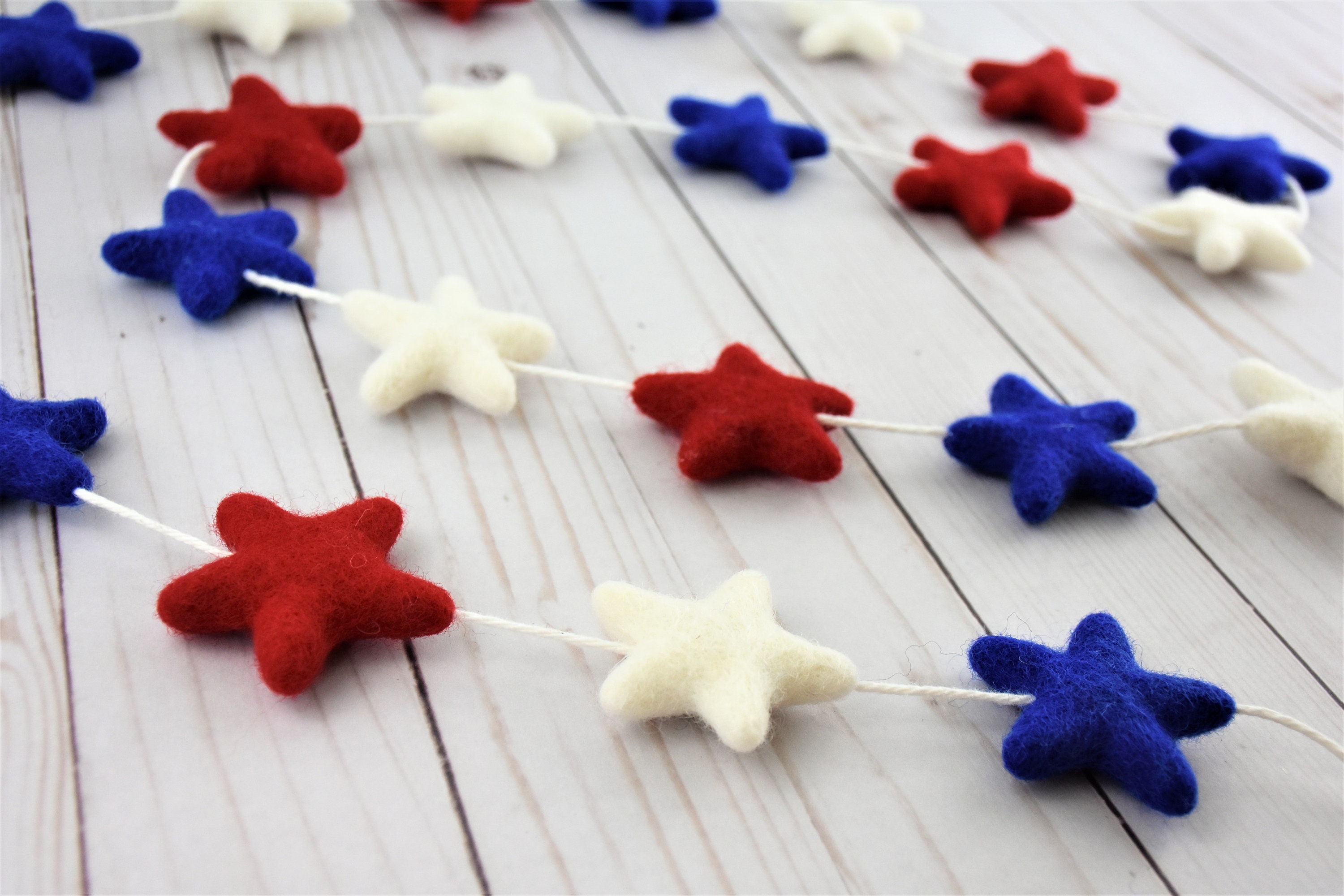 Patriotic Wool Felt Star Garland / Bunting / Banner - Etsy