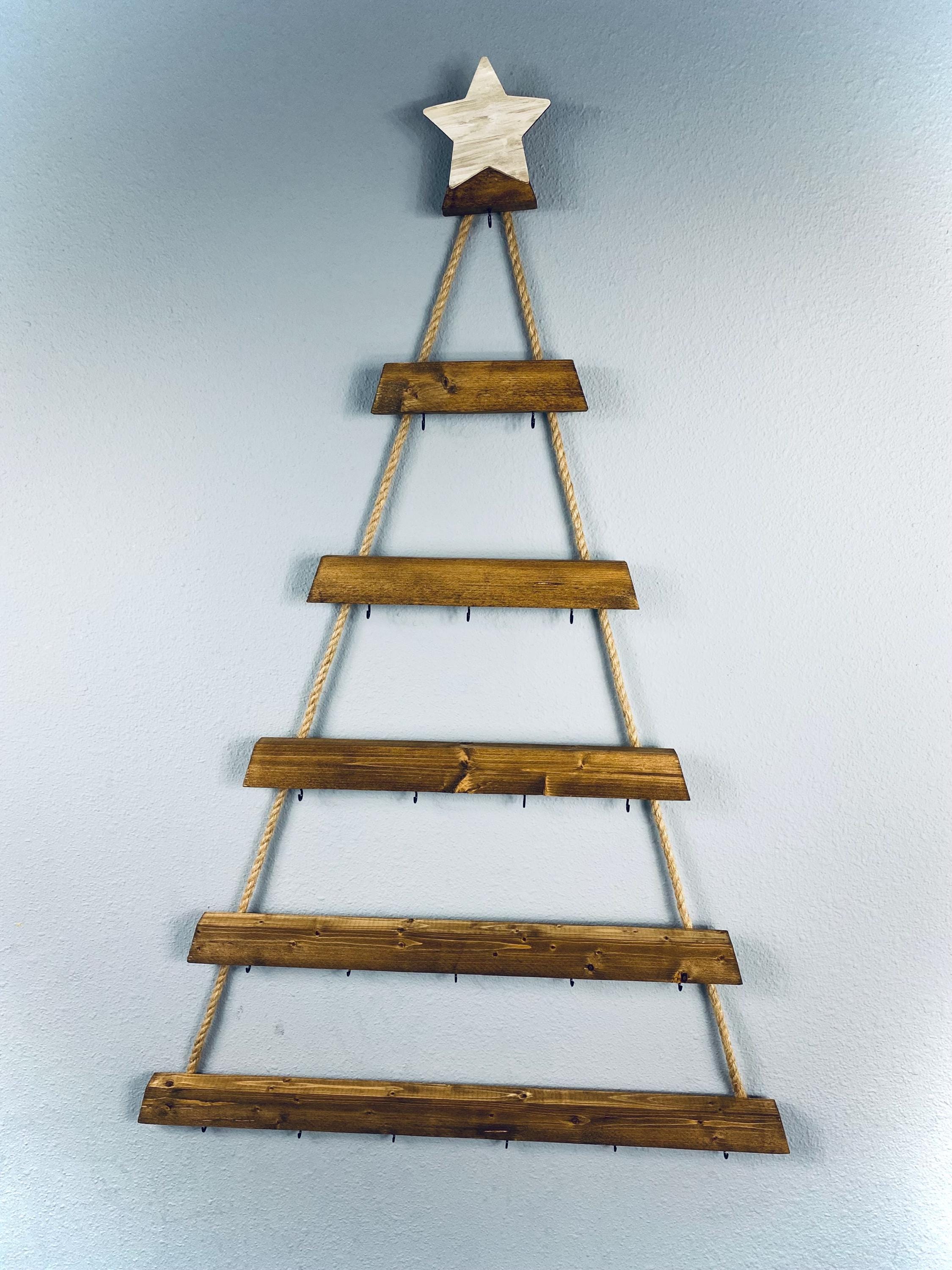 Hanging Wooden Christmas Tree in Walnut Stain - Medium Size - Etsy
