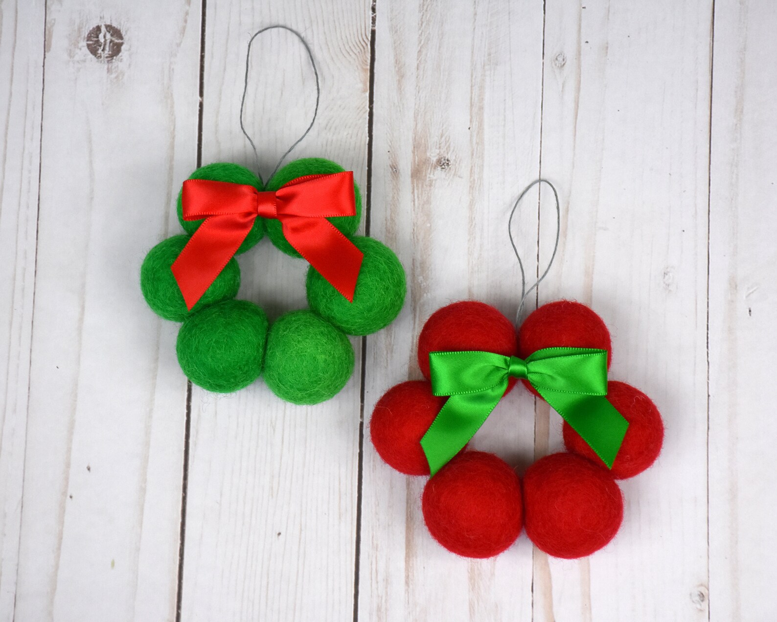 Gift Set of Two Wool Felt Christmas Tree Ornaments - Tree Decoration in ...