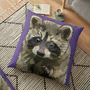 Raccoon Decor Home Purple Cushion Raccoon Cub Cushion Raccoon Pillow ...