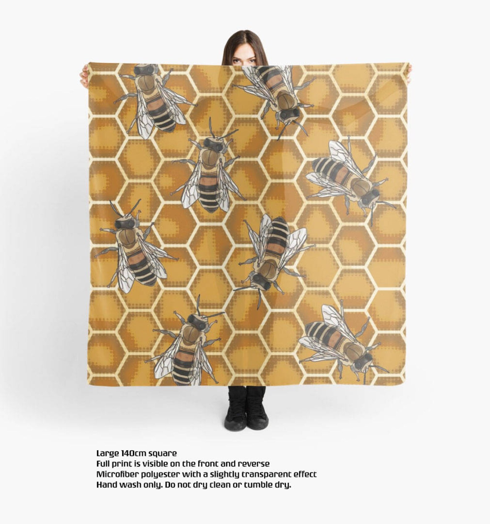 Gold Honey Bee Scarf Honeycomb Bee Scarf Queen Bee Scarf | Etsy