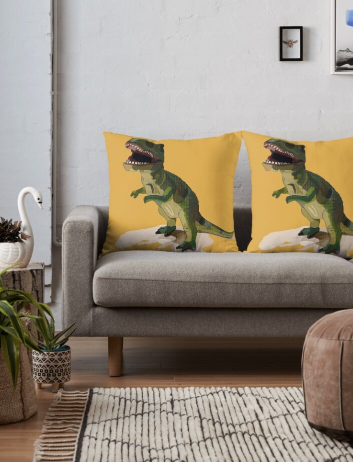 Dinosaur Decor Cushion Dinosaur Gift T-rex Print Pillow Floor Cushion ...