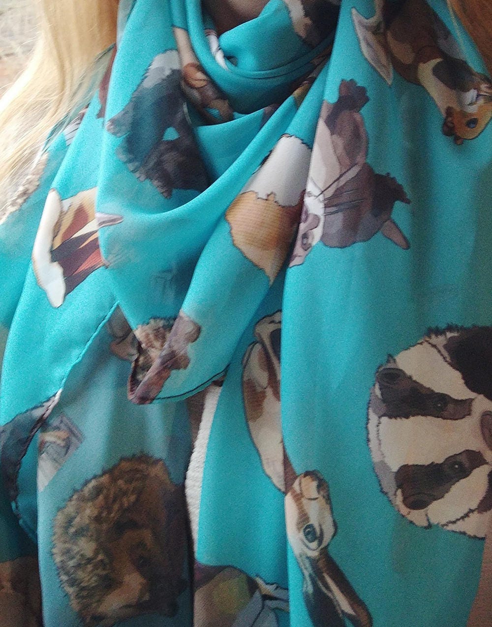 Woodland Animals Scarf Otter Badger Hare Owl Squirrel Fox | Etsy